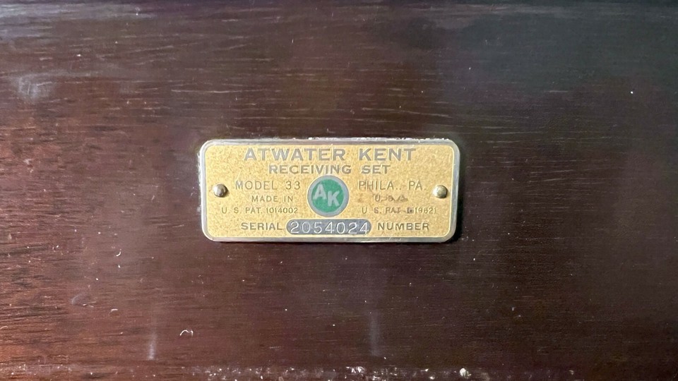 Atwater Kent Vintage Tube Radio Receiver Set Model 33 Circa 1927 Free ...
