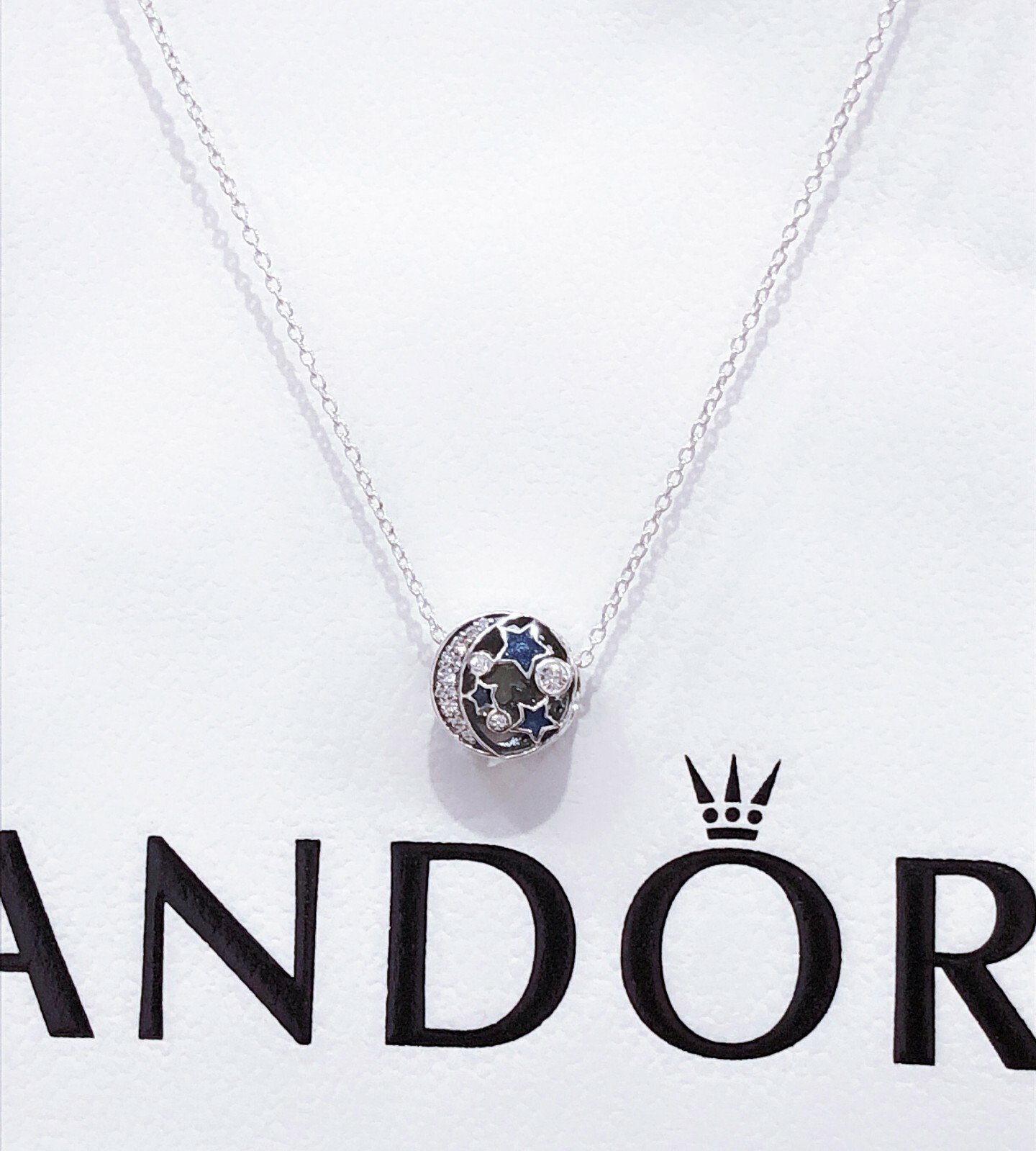 NEW Authentic PANDORA 925 Ale Sparkling Moon Blue Stars Charm Pendant ...
