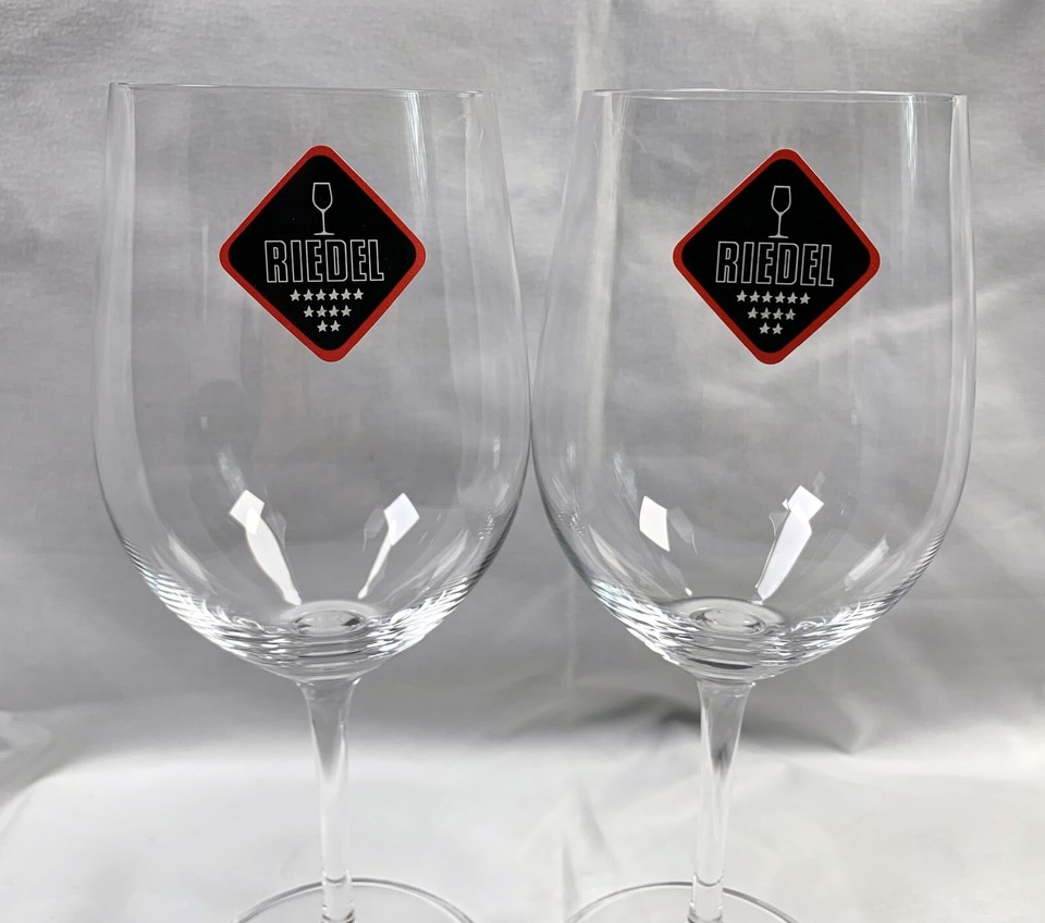 2 New Riedel Tyrol Crystal Stemmed Wine Etched Glasses 12 oz Made in ...