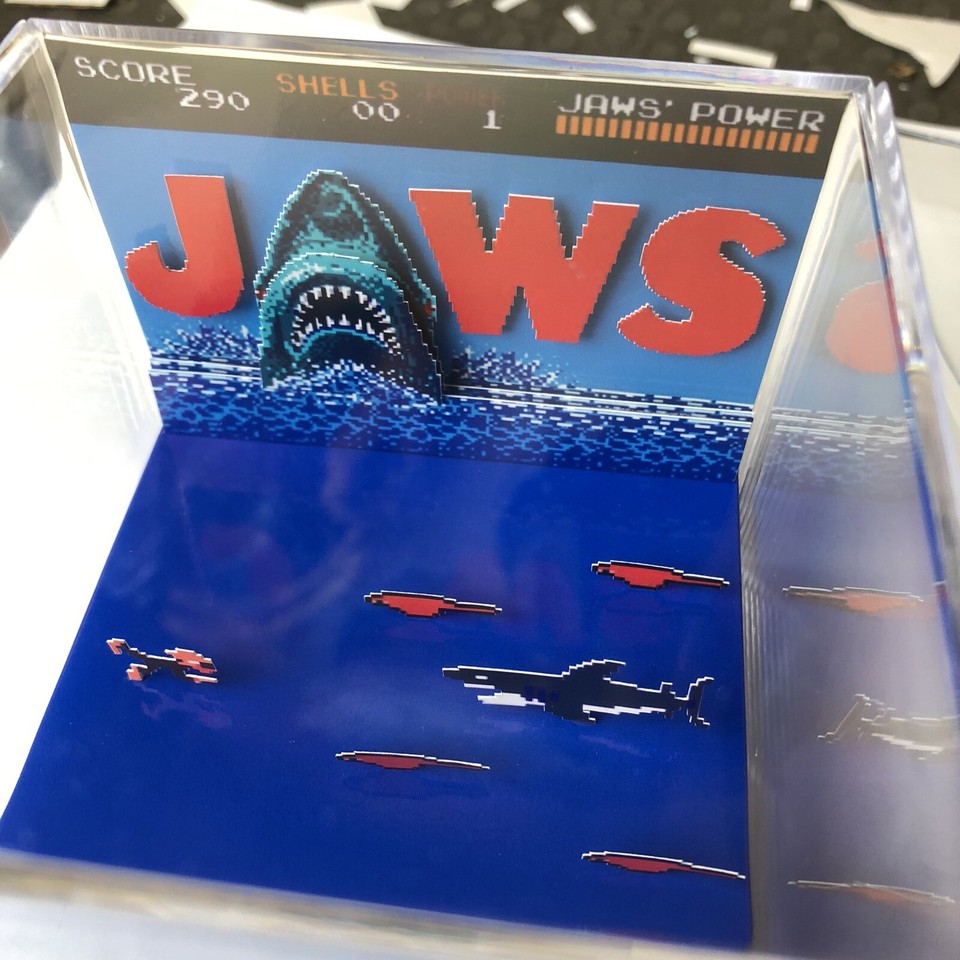 Jaws Nintendo Nes 3D Cube Handmade Diorama - Retro Gaming - Papercraft ...