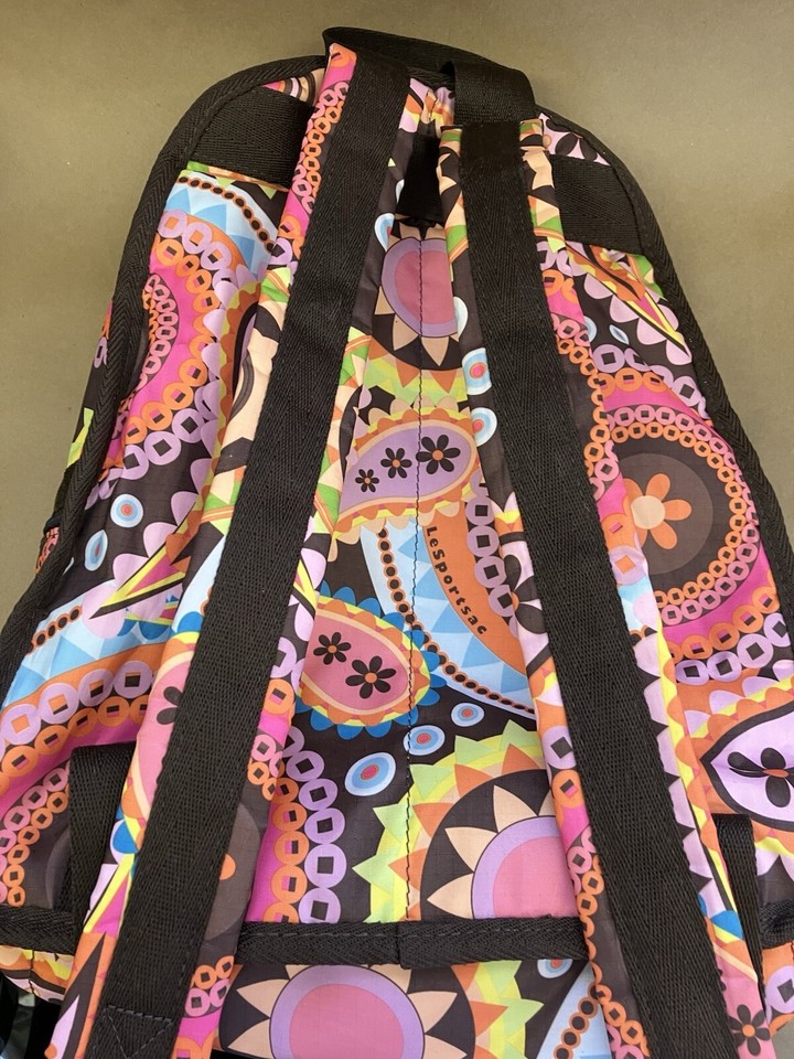 RARE LE SPORTSAC x TOKIDOKI Backpack FLOWER SPRONG Geometric Floral Brn ...