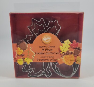 Vtg Wilton 9 Piece Leaves & Acorns Metal Cookie Cutter Set Autumn Fall ...