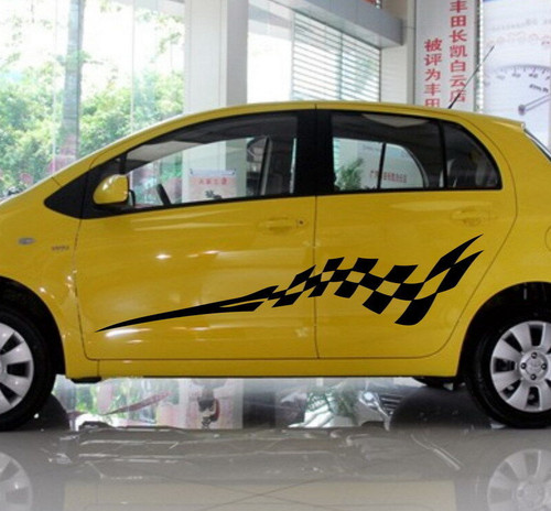 Car Stickers Checkered Flag 70'' for Polo Yairs VIOS VITZ Vinyl Side ...