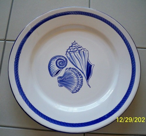 Grazia Deruta Italy Hand Painted Blue Shell Plate Made for Vespucci LTD ...