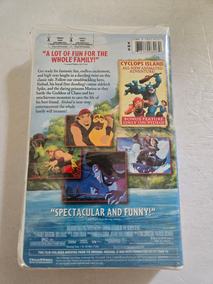 Sinbad: Legend of the Seven Seas - New - Animated Film (VHS Tape, 2003 ...