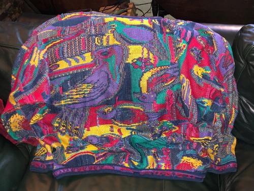 COOGI 90s Vtg Australia Colorful BIGGIE Animals Bird Print Sweater XL ...