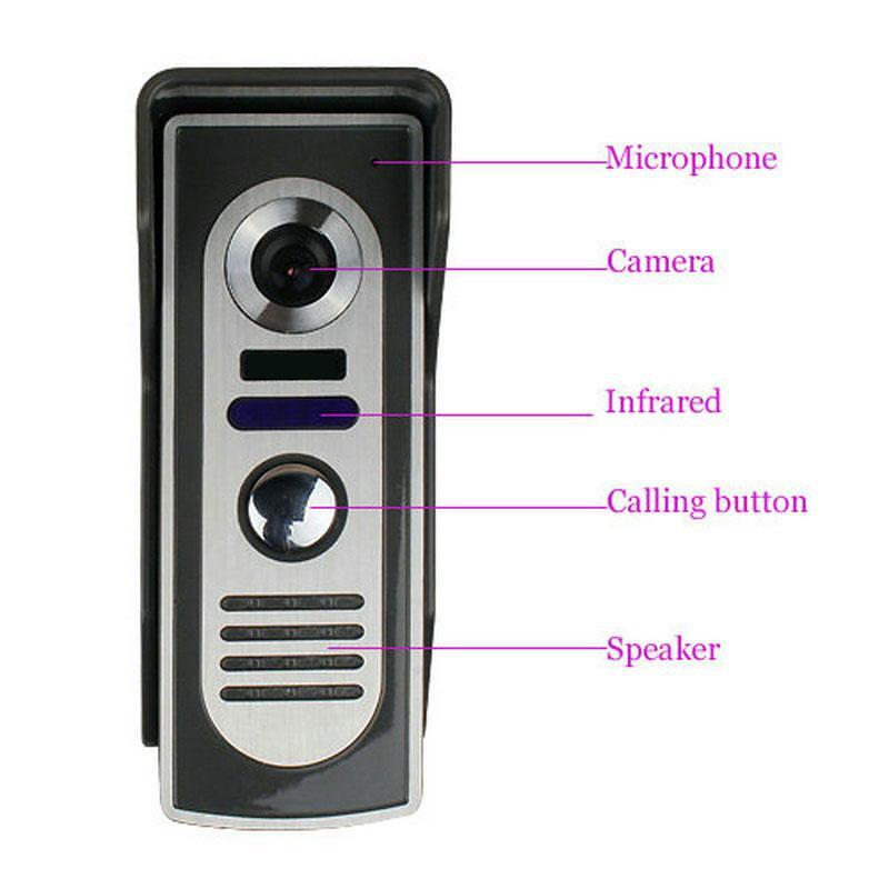 Video Door Phone Doorbell 7" color TFT LCD Monitor Handfree Intercom IR ...
