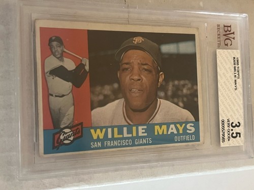 ⚾️ BGS 3.5 VERY GOOD + - WILLIE MAYS 1960 TOPPS BASEBALL CARD #200 ⚾️ ...