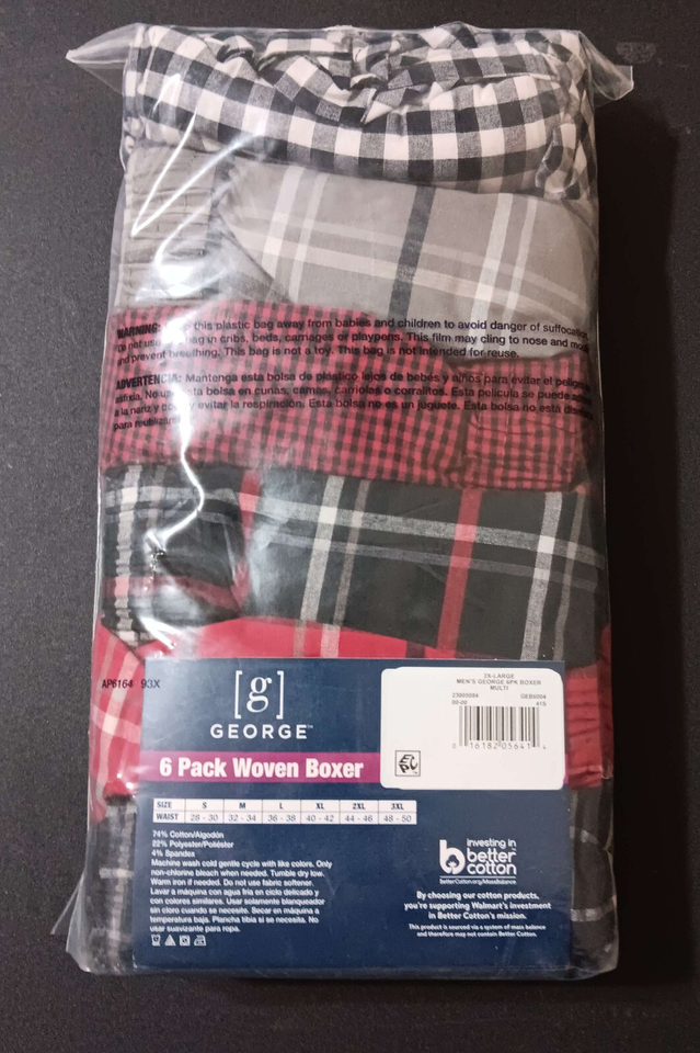 George Brand Men's Underwear 2XL 6-Pack Size XXL (44-46) Woven Boxer ...