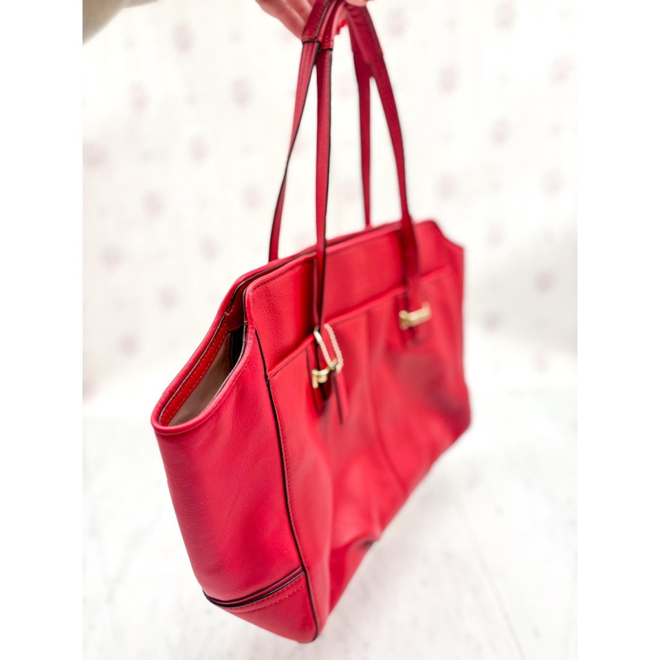 Coach Red Pebbled Leather Tote – F25205, Gold Hardware | eBay