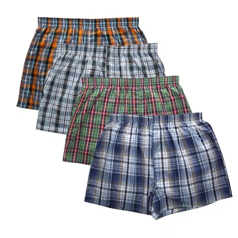 12, 6, 3 Men Plaid Boxer Shorts Underwear Trunk Checker Poly Cotton ...