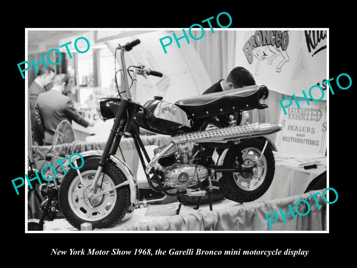 8x6 HISTORIC PHOTO OF NEW YORK MOTOR SHOW 1968 GARELLI BRONCO MINI BIKE ...