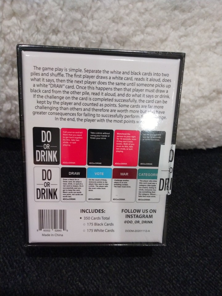 Do or Drink Win or Blackout Game Drinking Cards Party Adults Friends ...