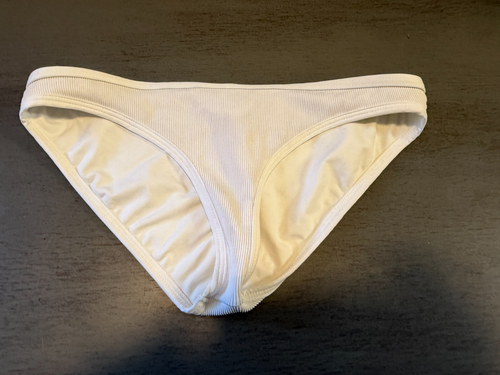 full cut NEW white ribbed L SPACE lined swimsuit bikini bottom size ...