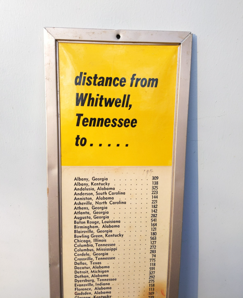 1955 PEPSI Bus Gas Station Mileage Sign Whitwell TN SAY PEPSI PLEASE ...
