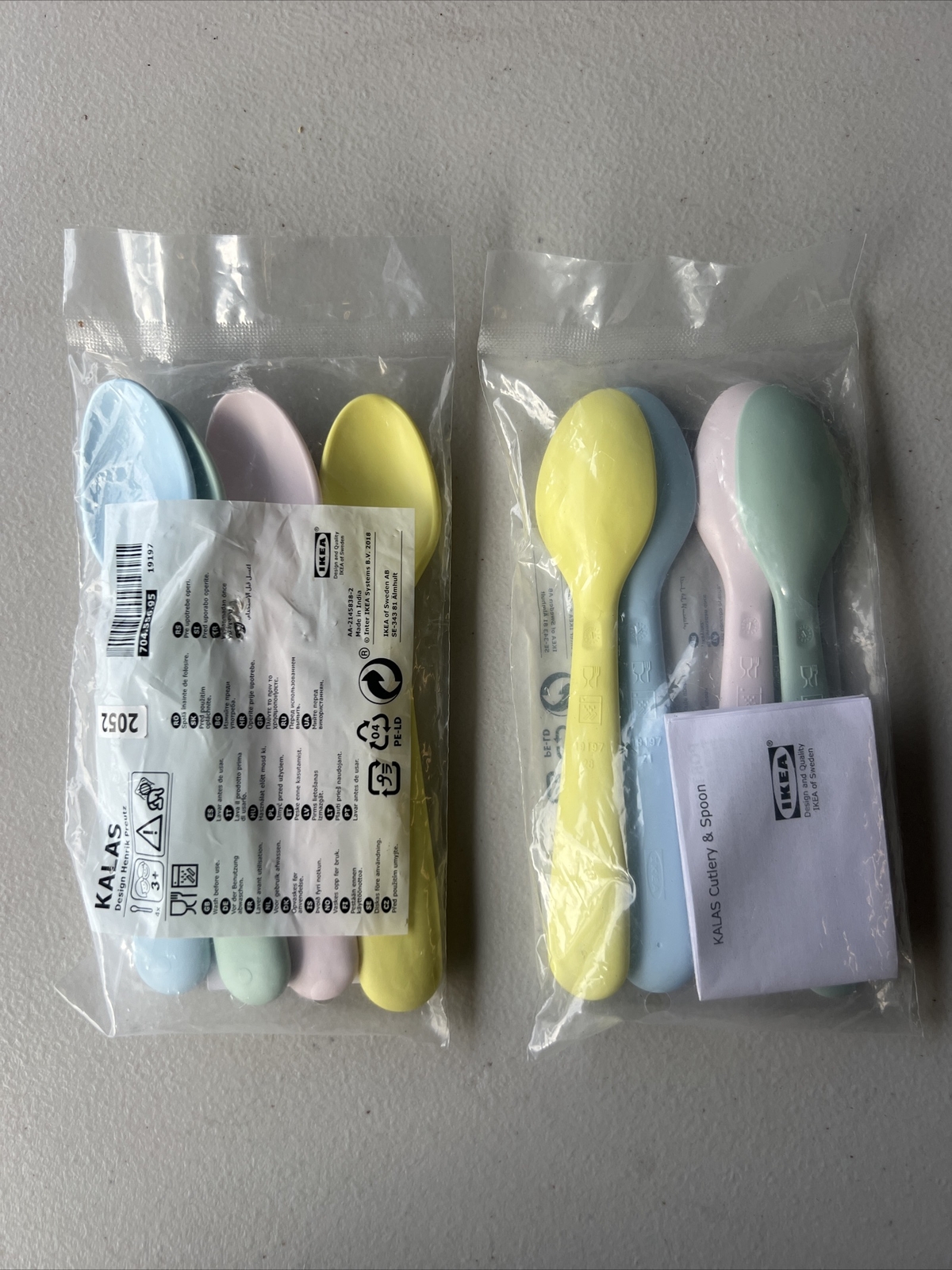 2 Packs IKEA Kalas 4 x Kids Plastic Spoon Pastel Colors Tableware New ...