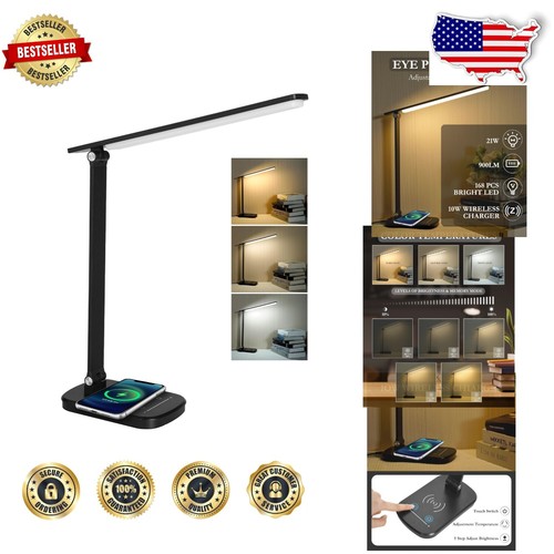 Versatile Touch Control LED Desk Lamp with Wireless Charging ...