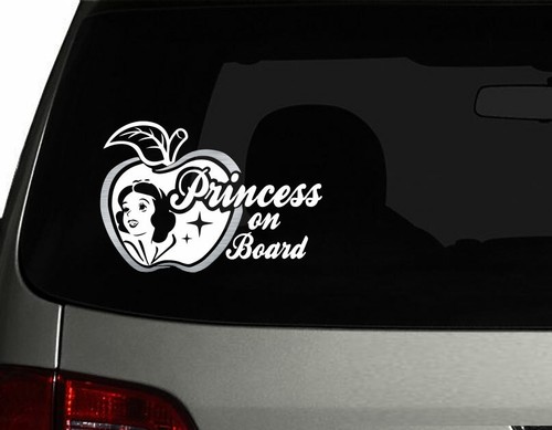 Princess on Board Vinyl Car Decal Sticker 7"w W/ Brushed Silver Metal ...