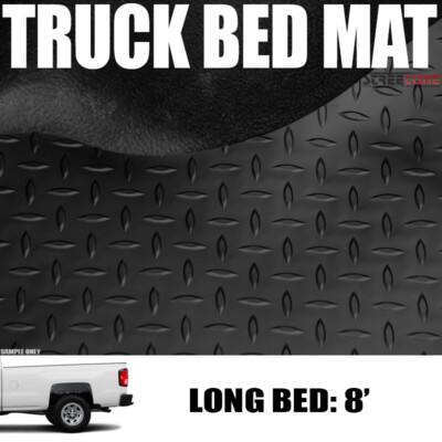 For 07-18 Silverado 8 Ft 96" Black Rubber Diamond Pattern Truck Bed Mat ...