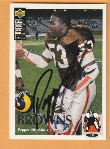 Pepper Johnson Cleveland Browns AUTO Signed 1994 Collector's Choice ...