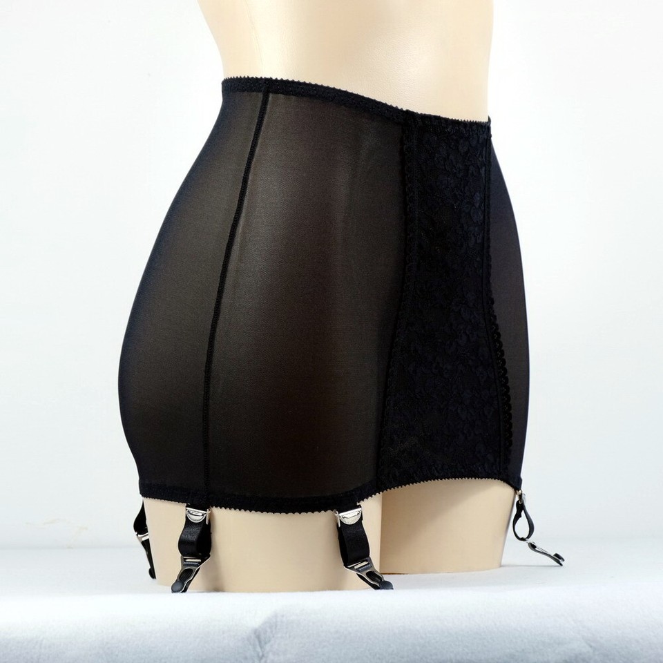 Luxallacki Open Bottom Girdles Lace Panel 6 Straps Garter Belt ...