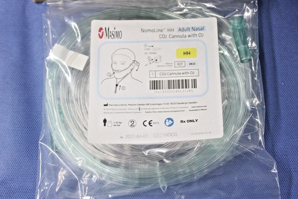 MASIMO NOMOLINE 3833 HH ADULT NASAL/ORAL CO2 CANNULA W/O2, 2M | eBay