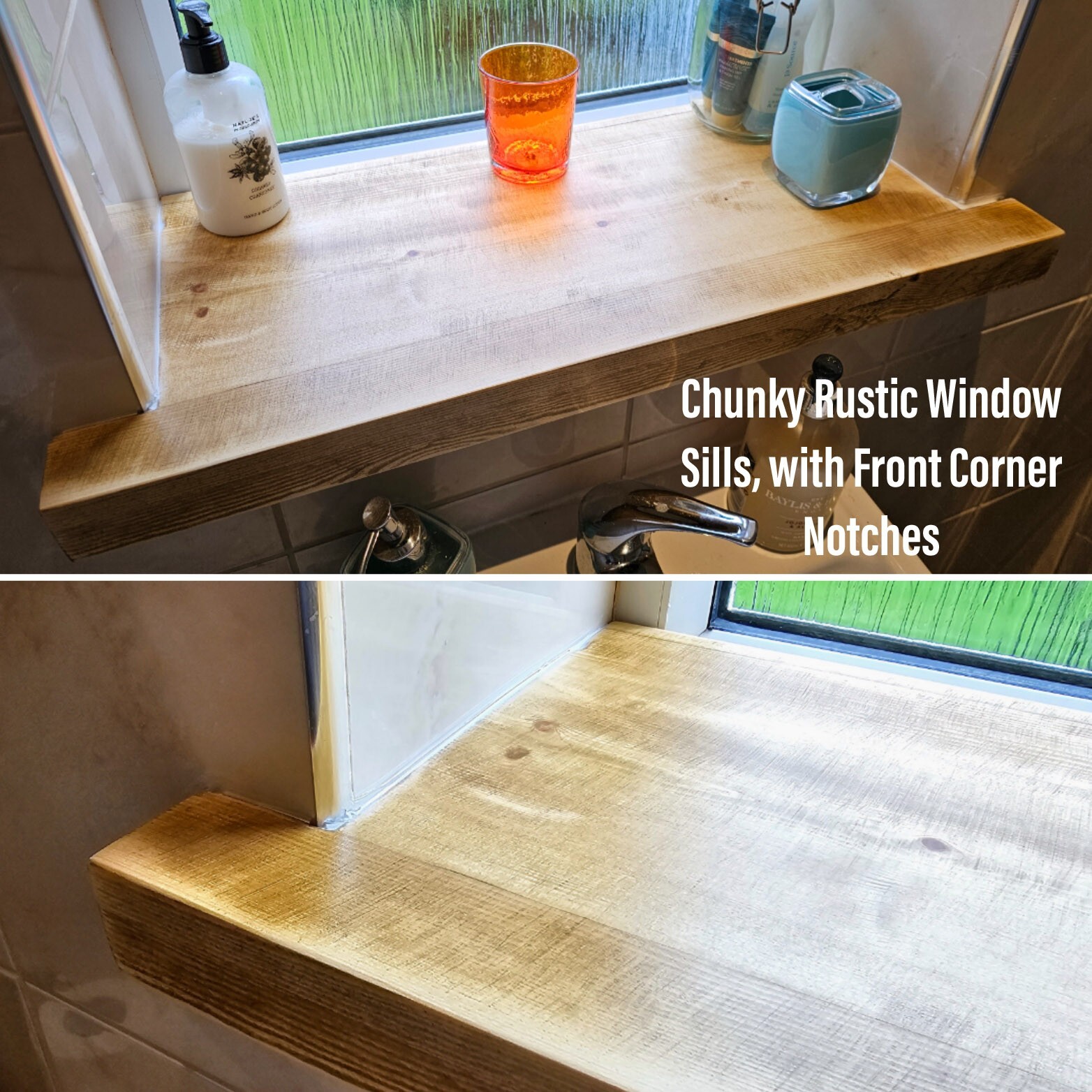Chunky Rustic Window Sill, with Front Notches | Wood | Any Size ...