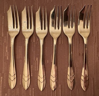 M.S. Ltd Sheffield England Loxley Pattern EPNS Pastry Forks Set of Six ...
