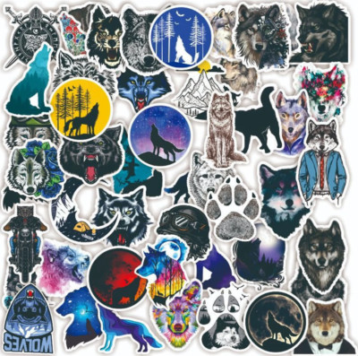 50pcs Wolf Stickers Wolves Family Pack Cute Fierce Vinyl Decals US ...