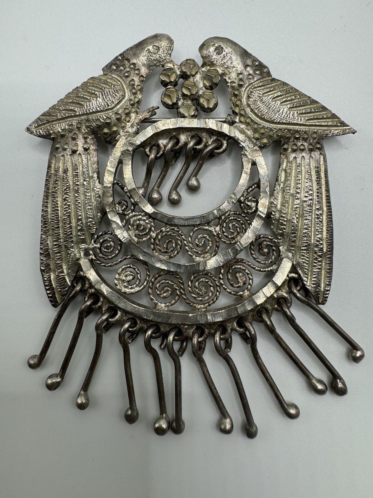 RARE MEXICO TAXCO SIGNED STERLING SILVER BIRDS LOVE D… - Gem