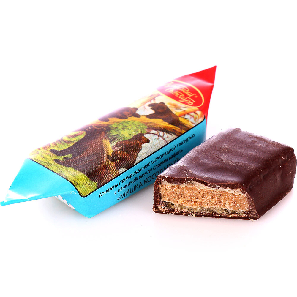 Russian Chocolate Wafer & Almond Praline Layers Candy Mishka Kosolapy ...