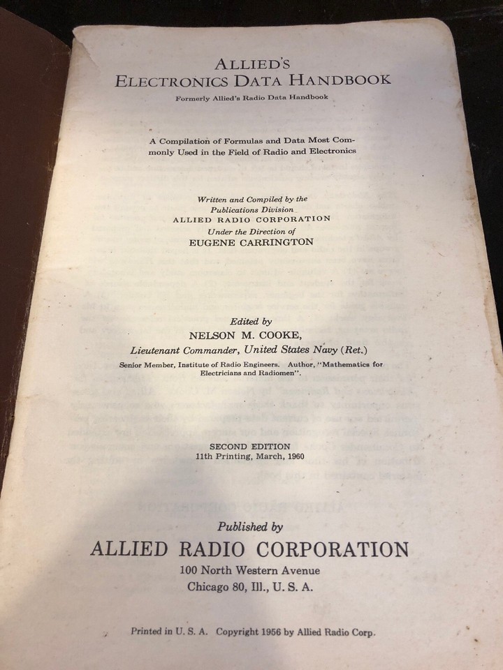 Allied Electronics Data Handbook Allied Radio Corp Chicago | eBay