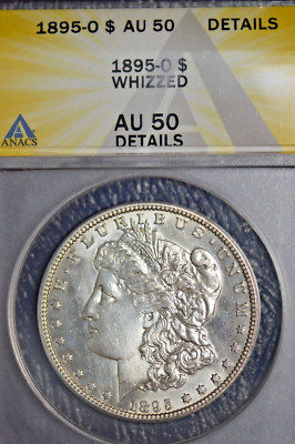 1895-O Morgan Silver Dollar Beautiful AU-50 ANACS Wizzed Details Near ...