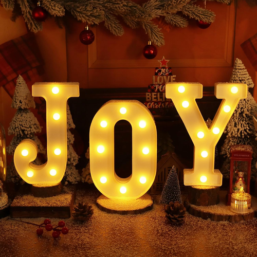 Christmas Indoor Decorations,3 LED Marquee Light up Joy Sign Letters ...