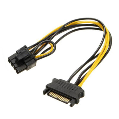 8" 15-pin SATA to 8-pin (6+2) PCI-E PCI Express Video Card Power ...