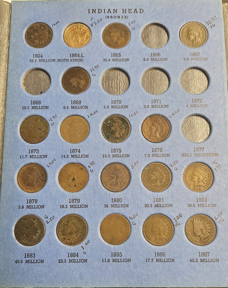 49 coins IHC INC. 1859 1C Indian Cent CHEAP MANY KEYS | eBay