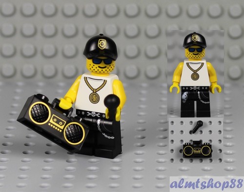LEGO - Rapper Minifigure w/ Boombox & Microphone - Radio Rock DJ Band ...
