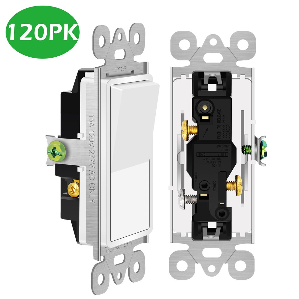 3 Way Light Switch 15A 120/277V Three Way Switch Rocker Switch On / Off ...