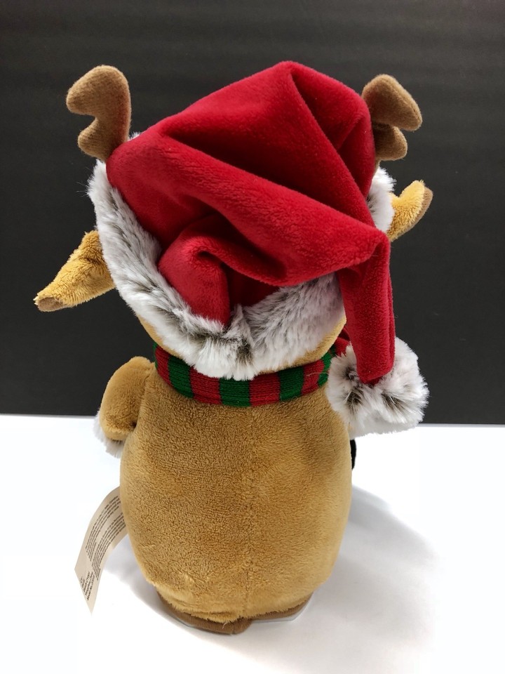 GEMMY Reindeer UP ON THE HOUSETOP Plush Deer Shaking Head Mustache ...