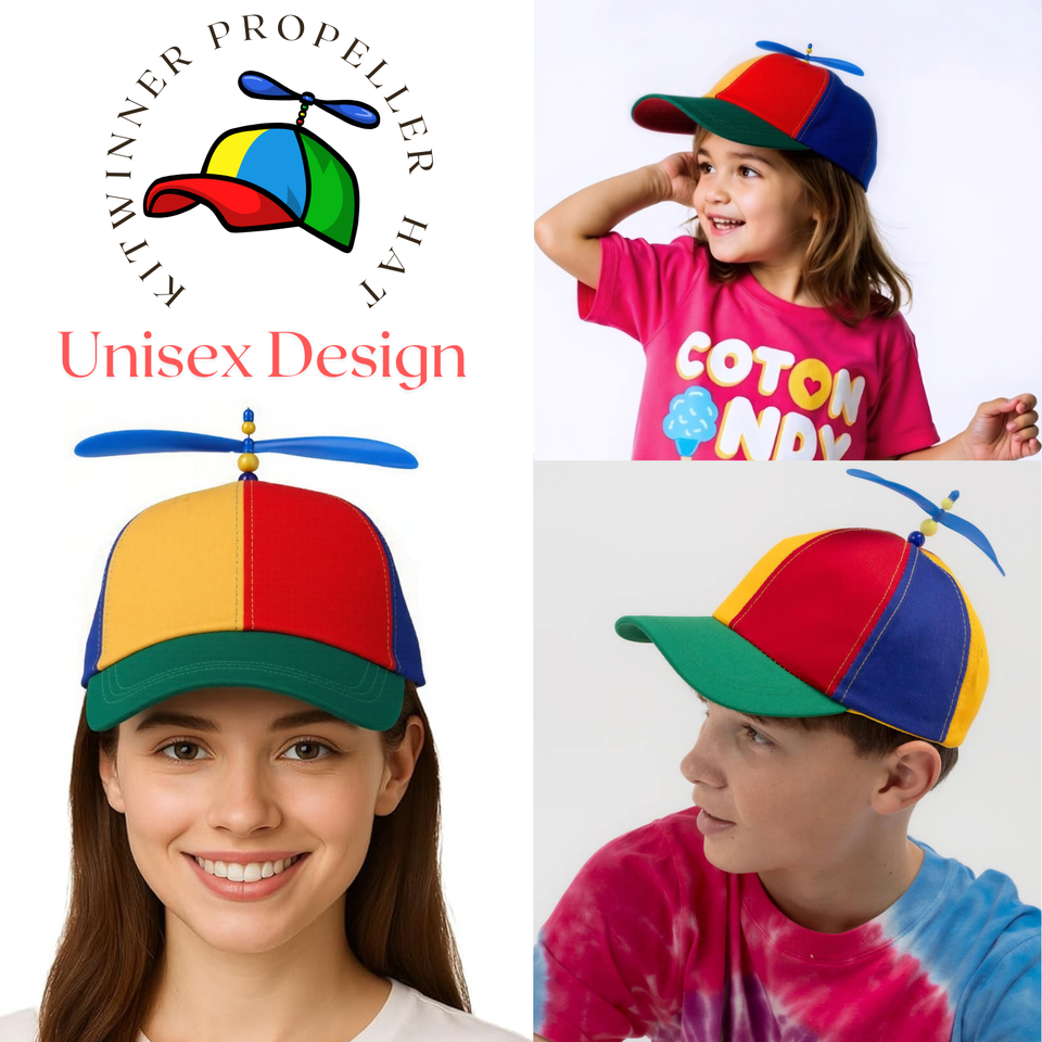 Unisex Rainbow Color Helicopter Propeller Cap Hat School Boy Fancy ...