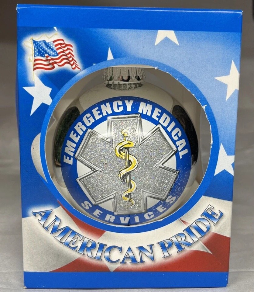 American Pride EMS Emergency Medical Services Glass Christmas Tree ...