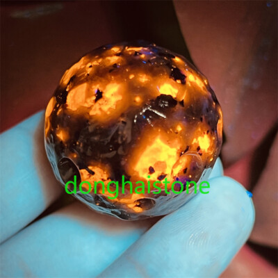 1.4" Natural Yooperlite Moon Sphere Carved Quartz Crystal Ball Reiki ...