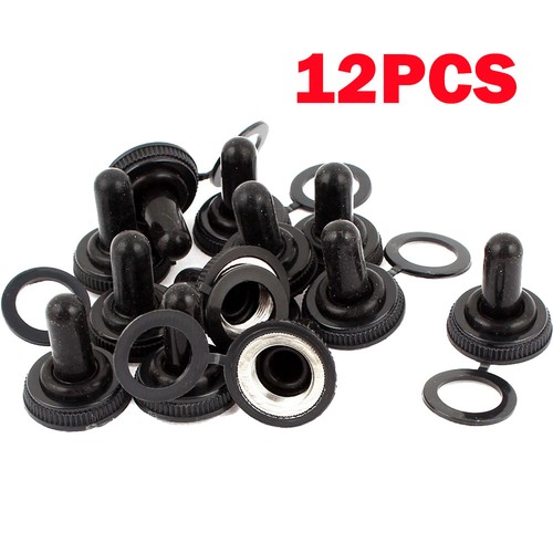 12pc 18mm Knob Black Toggle Switch Waterproof Boot Rubber Cover Cap ...