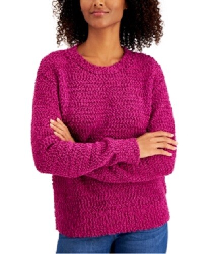 Style & Co Women's Teddy Bouclé Sweater Violet Orchid Size PP | eBay