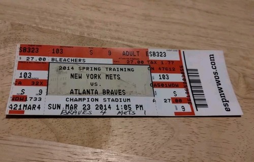 New York Mets Vs Atlanta Braves 2014 Spring Training Tickets 3/23/14 | eBay