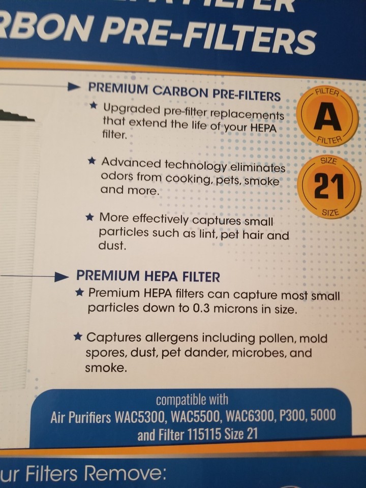 Veva Advanced Filters Premium True Hepa & 6 Carbon Pre-Filter Type A ...