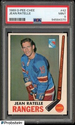 1969 O-Pee-Chee OPC Hockey #42 Jean Ratelle New York Rangers PSA 9 MINT ...