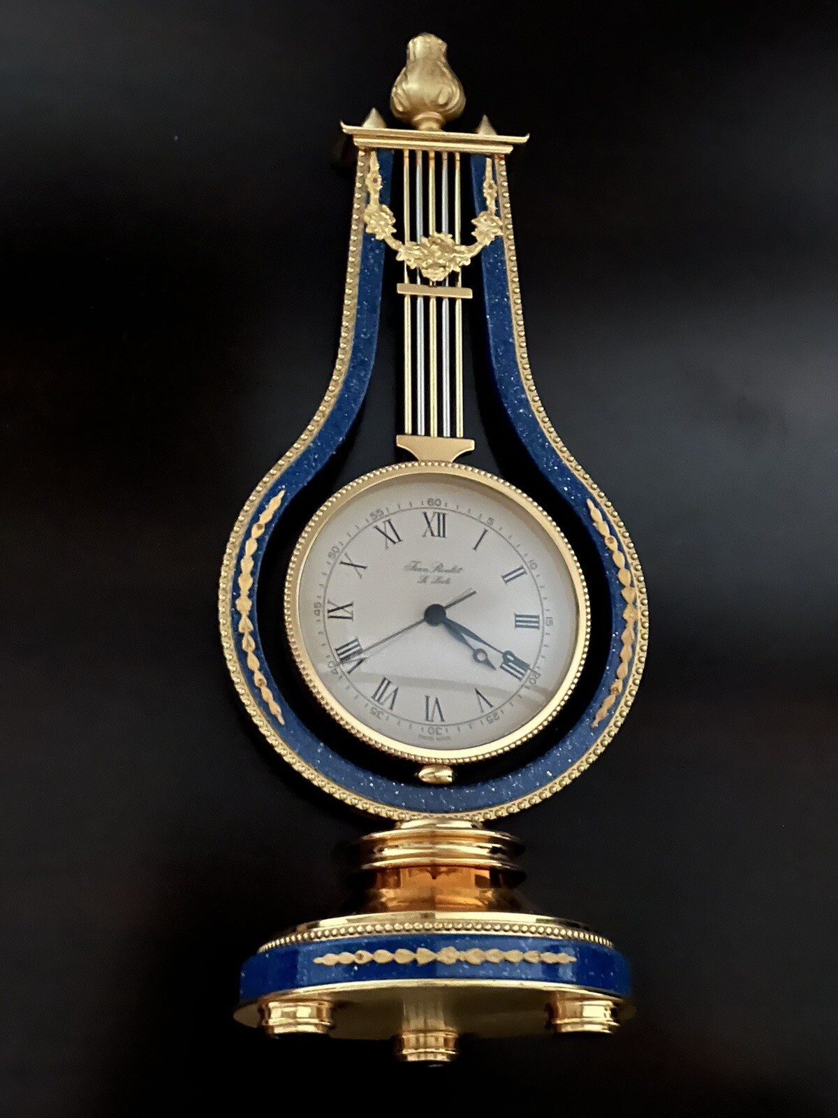 Jean Roulet Le Locle Lapis Lazuli Clock Electroplated 21 K Gold | eBay