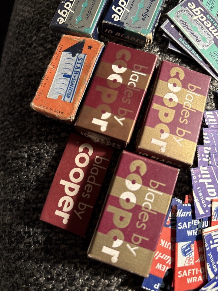 Lot Loose & Boxed Vintage Antique Safety Razor Blades Various ...