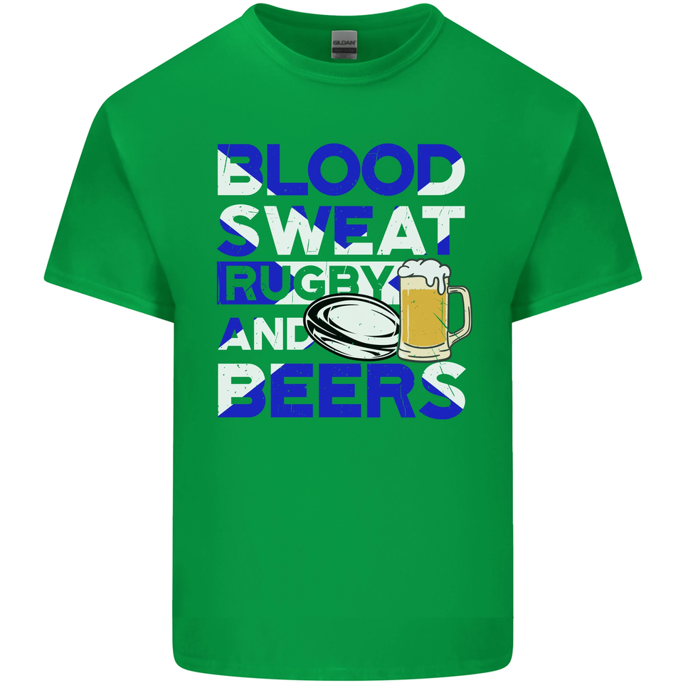 Scotland Blood Sweat & Beers Rugby Scottish Mens Cotton T-Shirt Tee Top ...